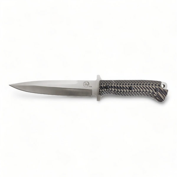 Tassie Tiger Knives Pick Sticker Silver Blade - Black/Silver G10 Handl ...
